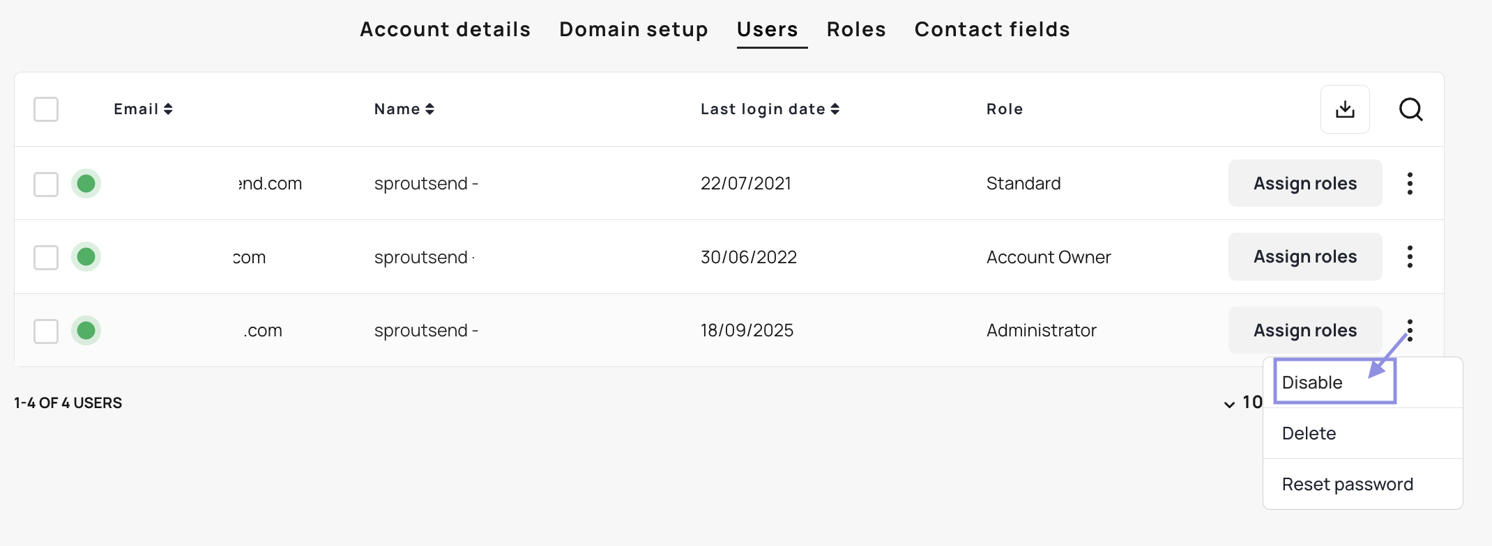 Disable or Enable a User – me&u