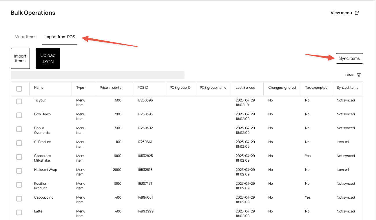 How to manually sync your menu – me&u