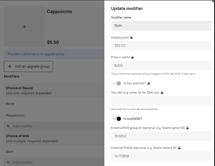 Menu Fields Locking for Synced POS – me&u