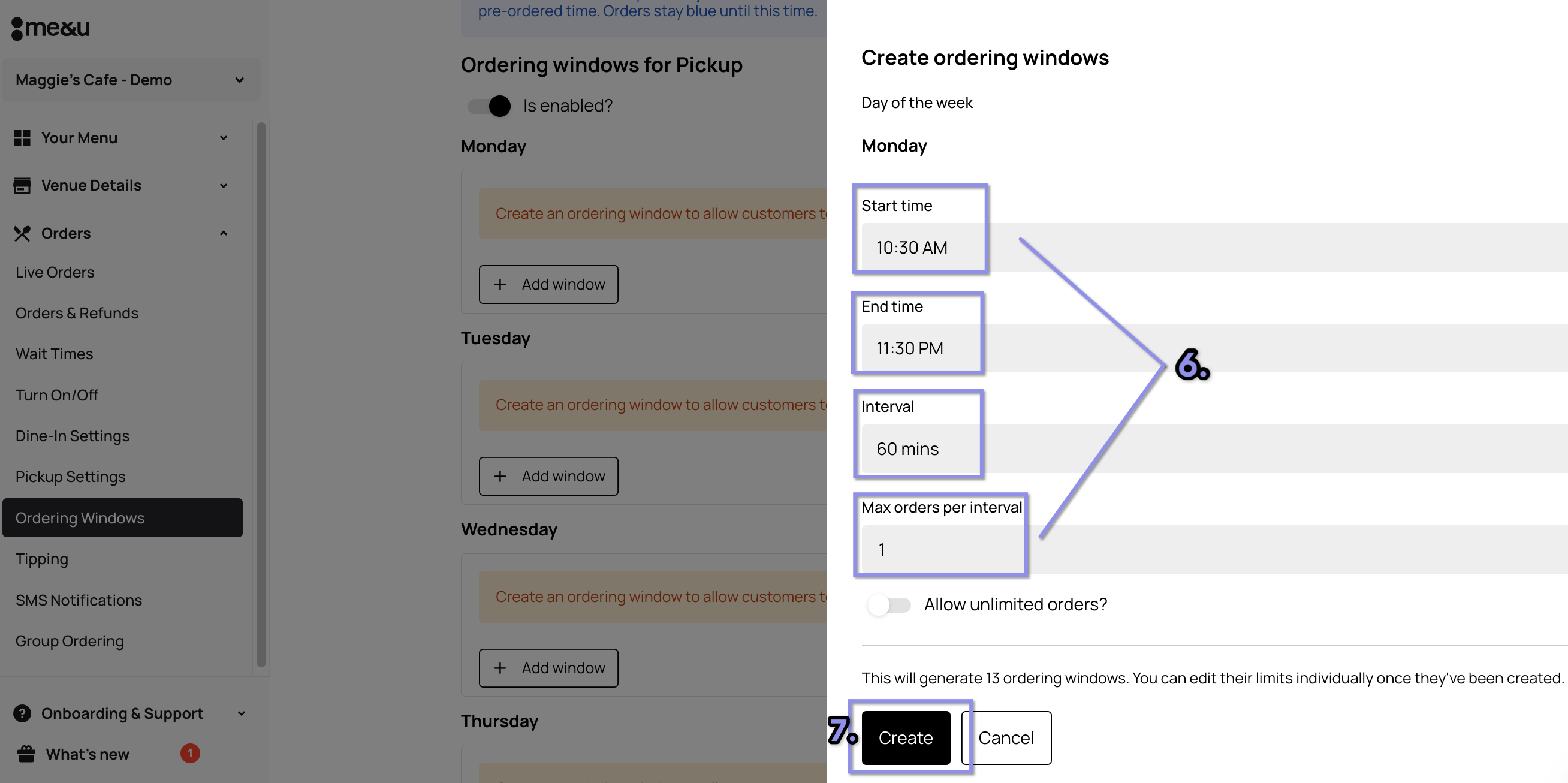 How to add or remove Ordering Windows – me&u How to add or remove Ordering Windows – me&u