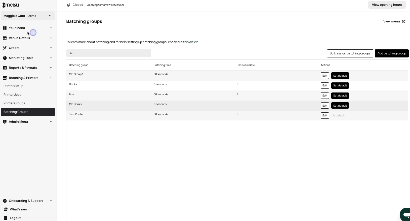 How to assign Batching Groups – me&u