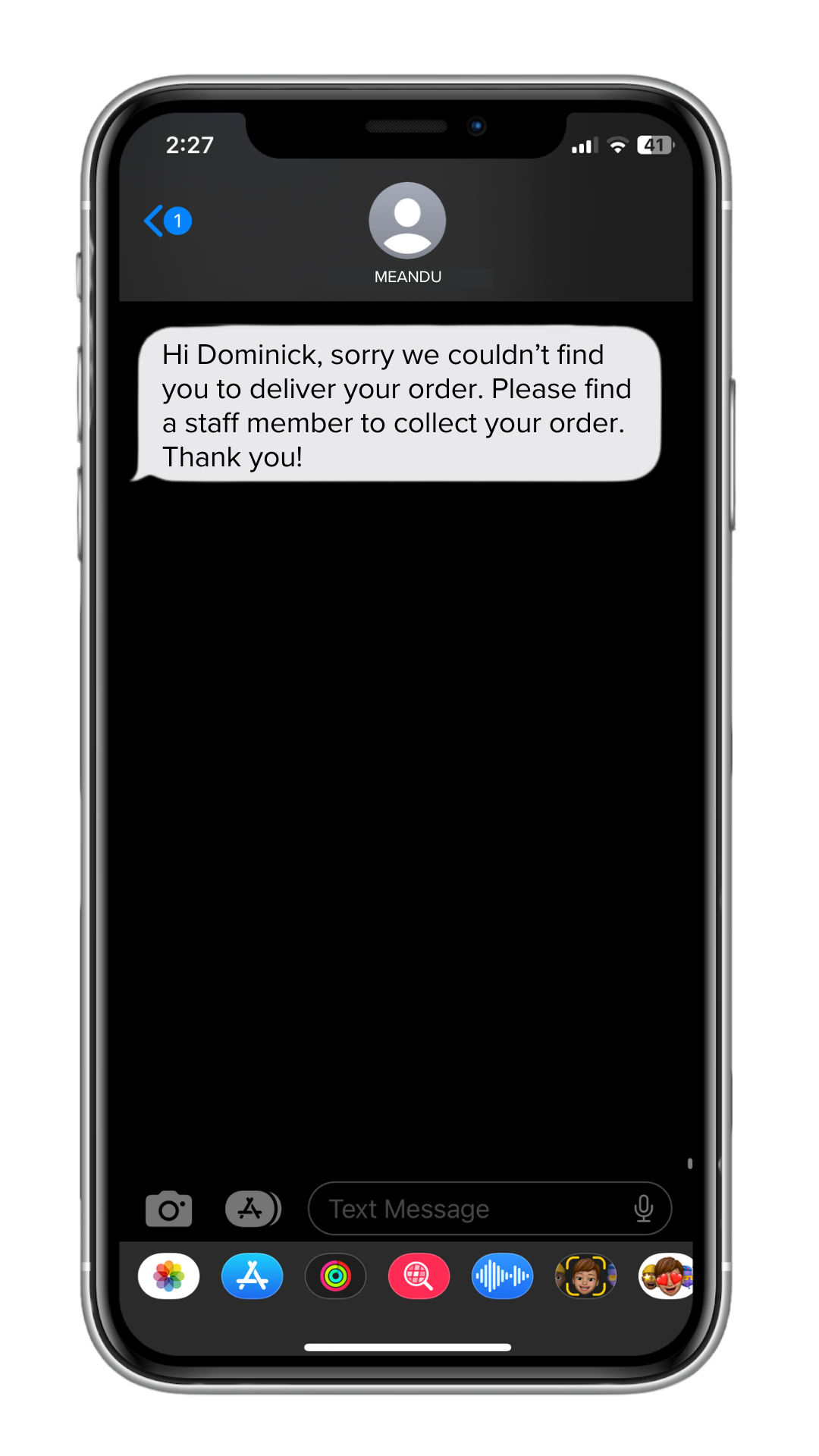 SMS Notifications | Customer Not Found – me&u